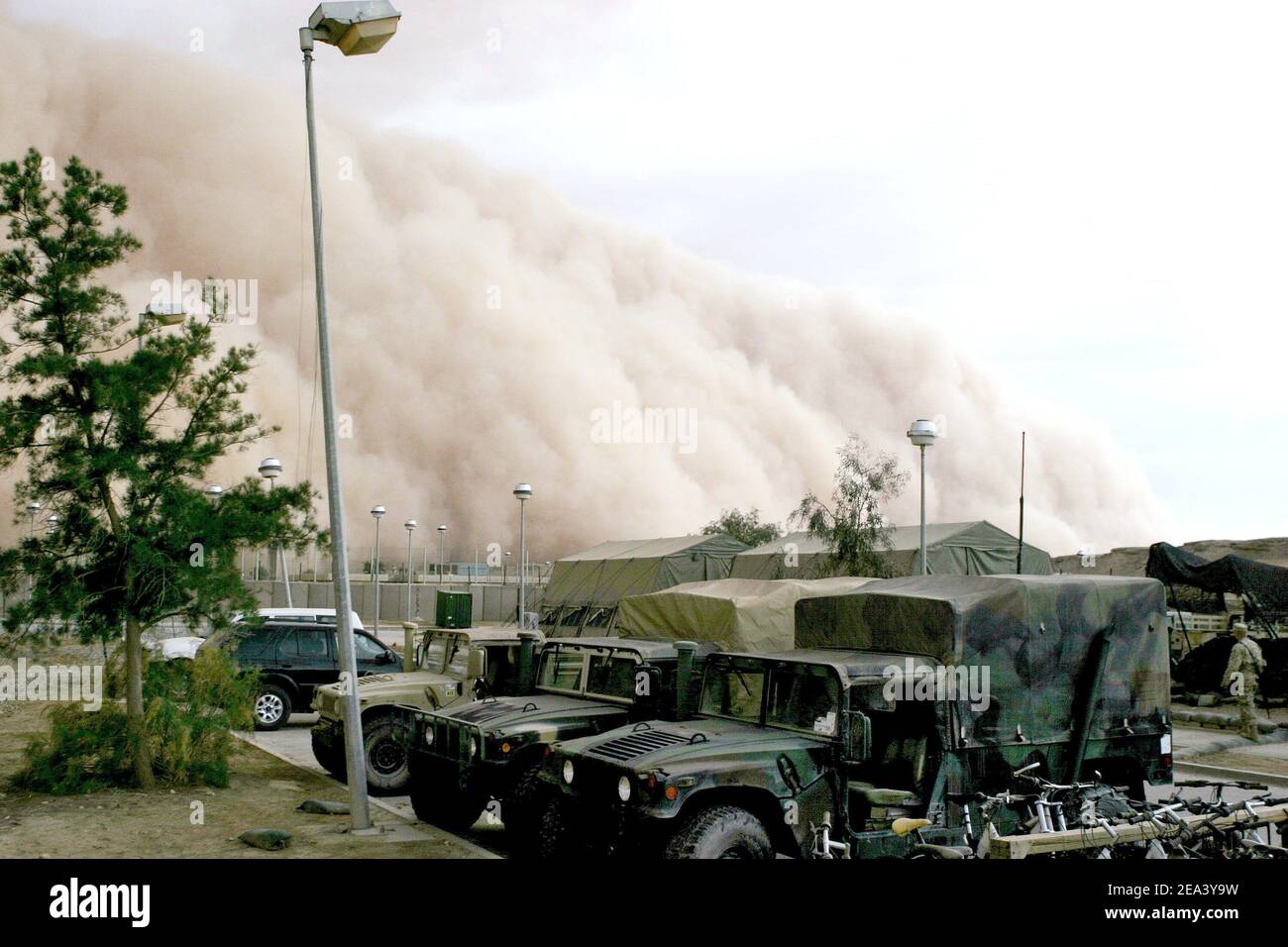 A massive sand storm cloud rolls over Al Asad-Iraq just before ...