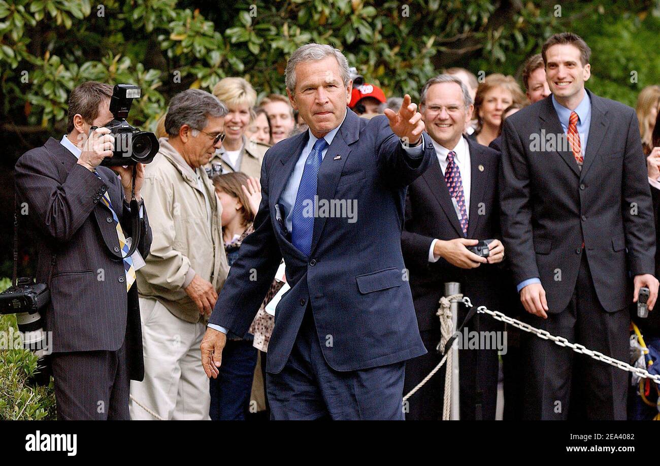 President George W. Bush arrives at the White House on Tuesday, May 3 ...