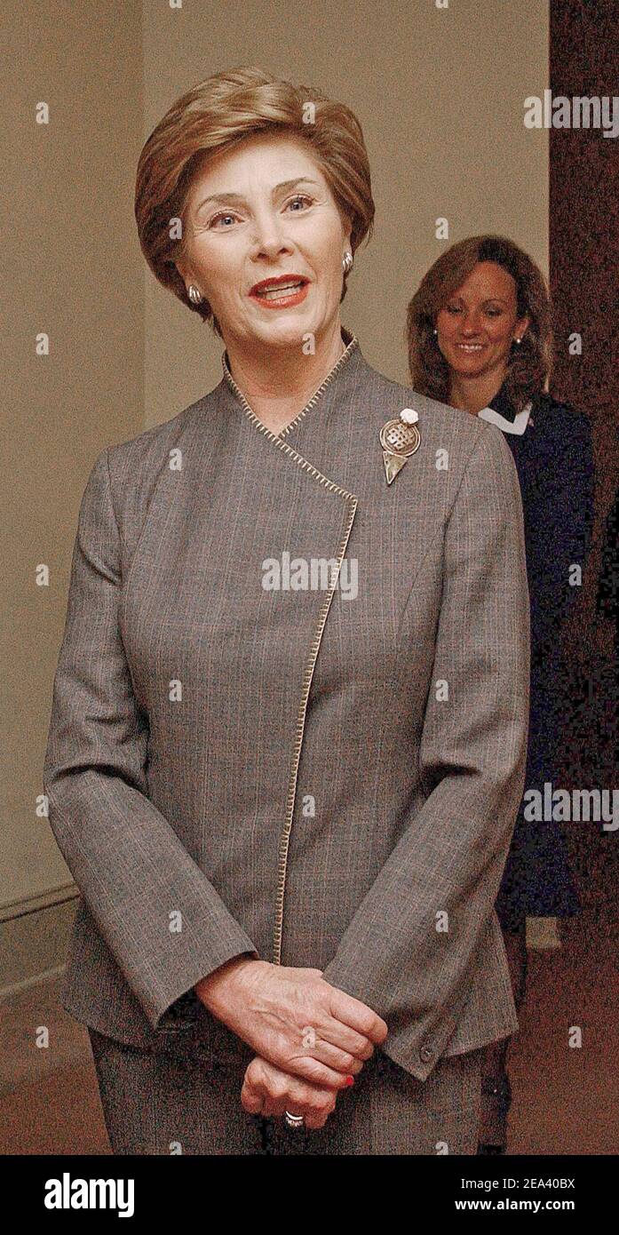 First Lady Laura Bush with Marie-Cecile Jonas, wife of the French ...