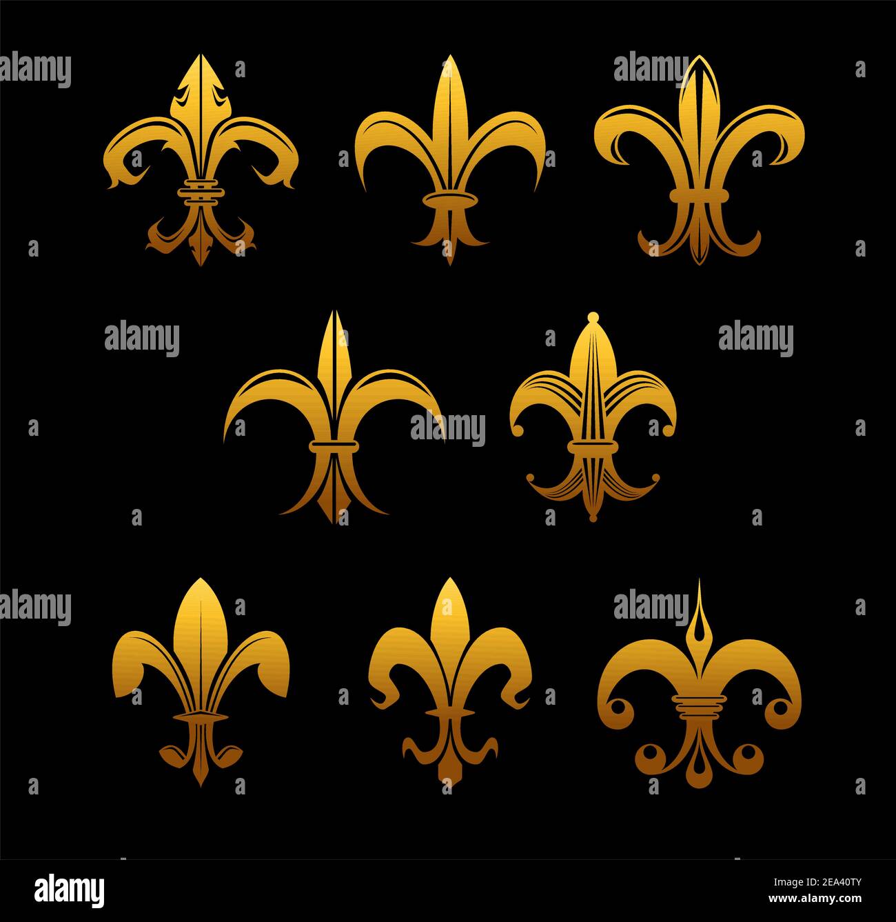 Set of golden royal lilies for embellishment Stock Vector Image & Art ...