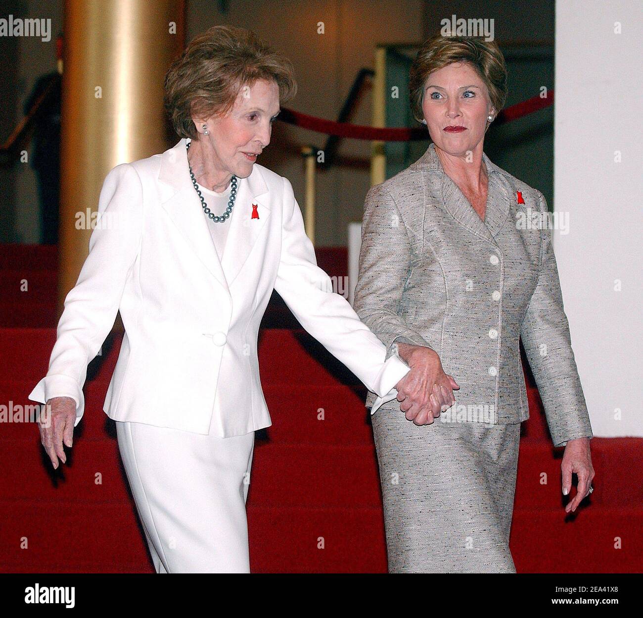 First Lady Laura Bush and former First Lady Nancy Reagan, unveil the ...