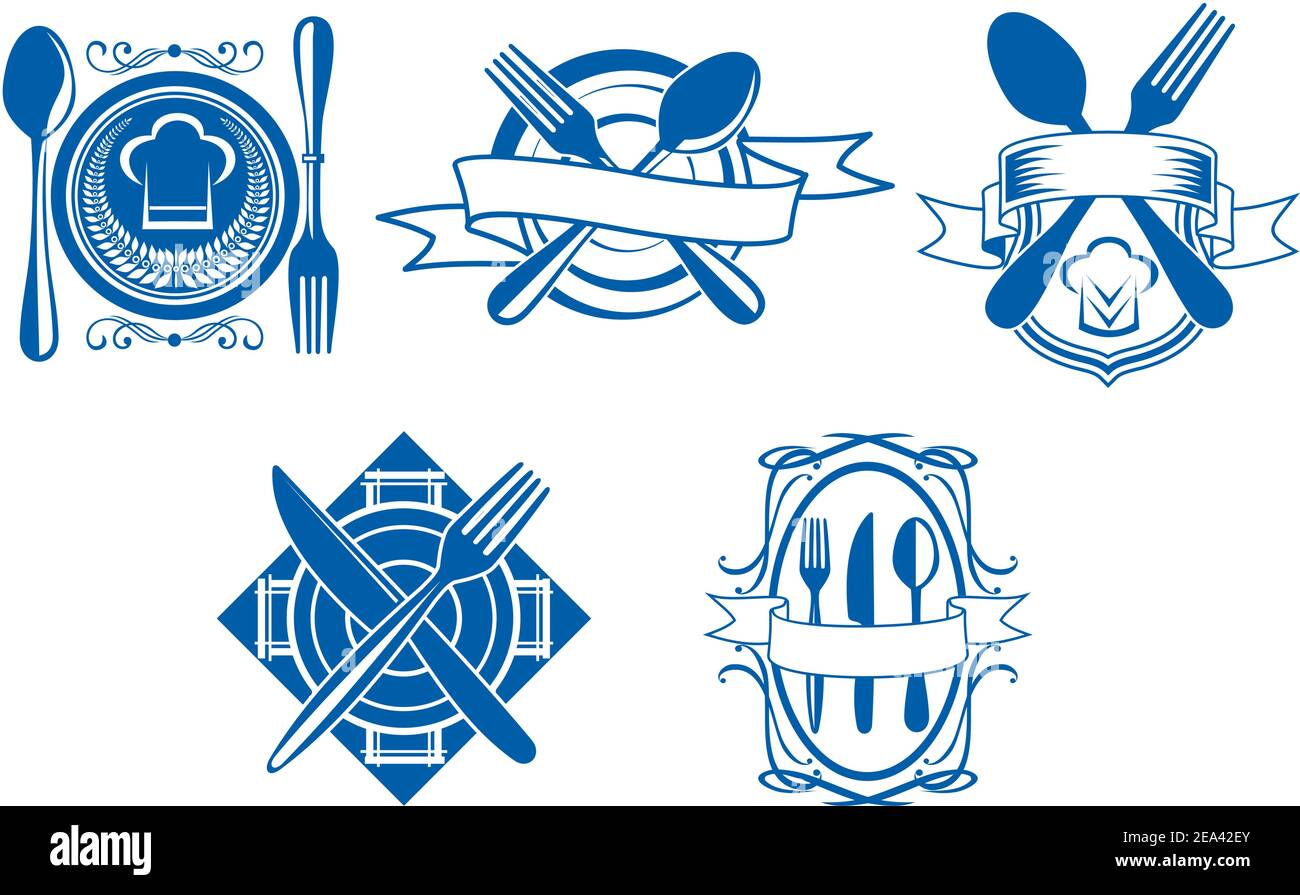 Restaurant and cafe menu icons and symbols set for food industry design ...