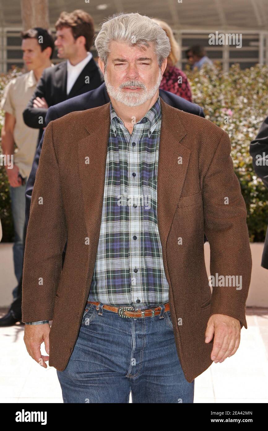 US director George Lucas poses at a photocall for his film 'Star Wars ...