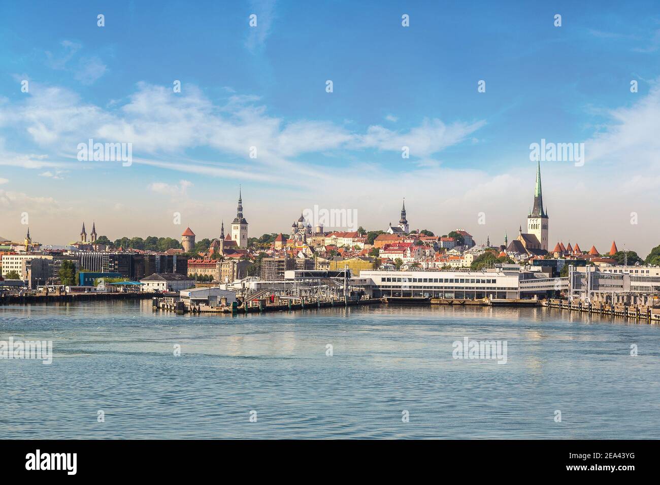 Tallinn Harbor with ferries in a beautiful summer day, Estonia Stock ...
