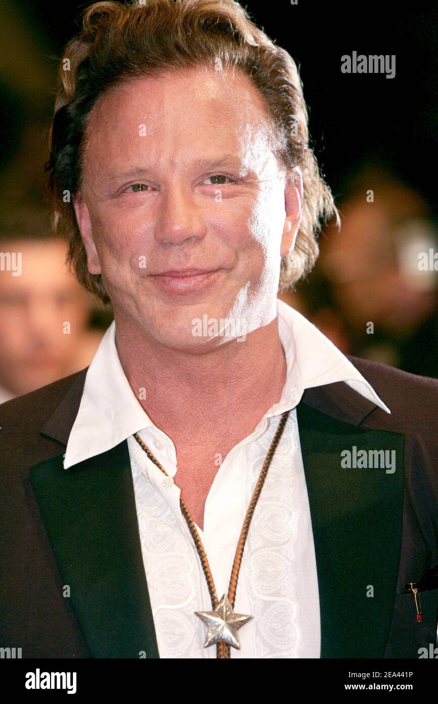 Mickey Rourke arrives for the screening of the film 'Sin City' directed ...