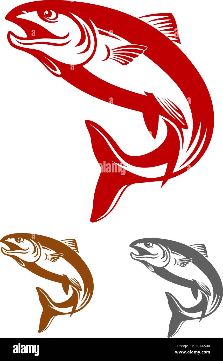 Salmon fish mascot in retro style isolated on white background Stock ...