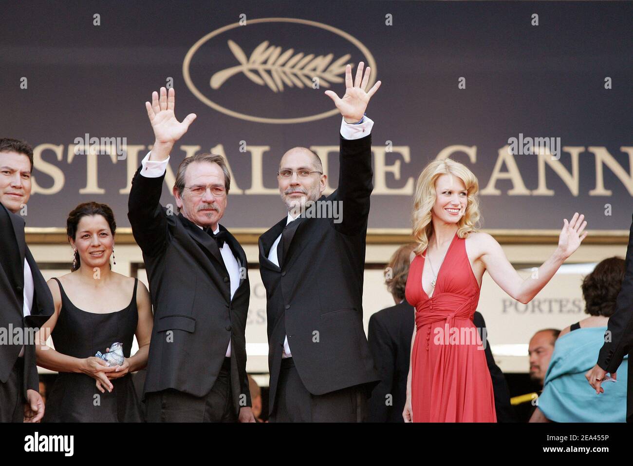 (L-R) Mexican actor Julio Cesar Cedillo, U.S. director Tommy Lee Jones ...