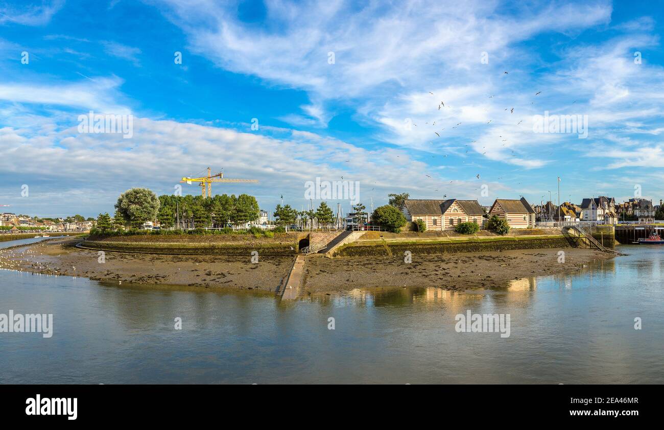 Panorama of Trouville and Touques river in a beautiful summer day ...