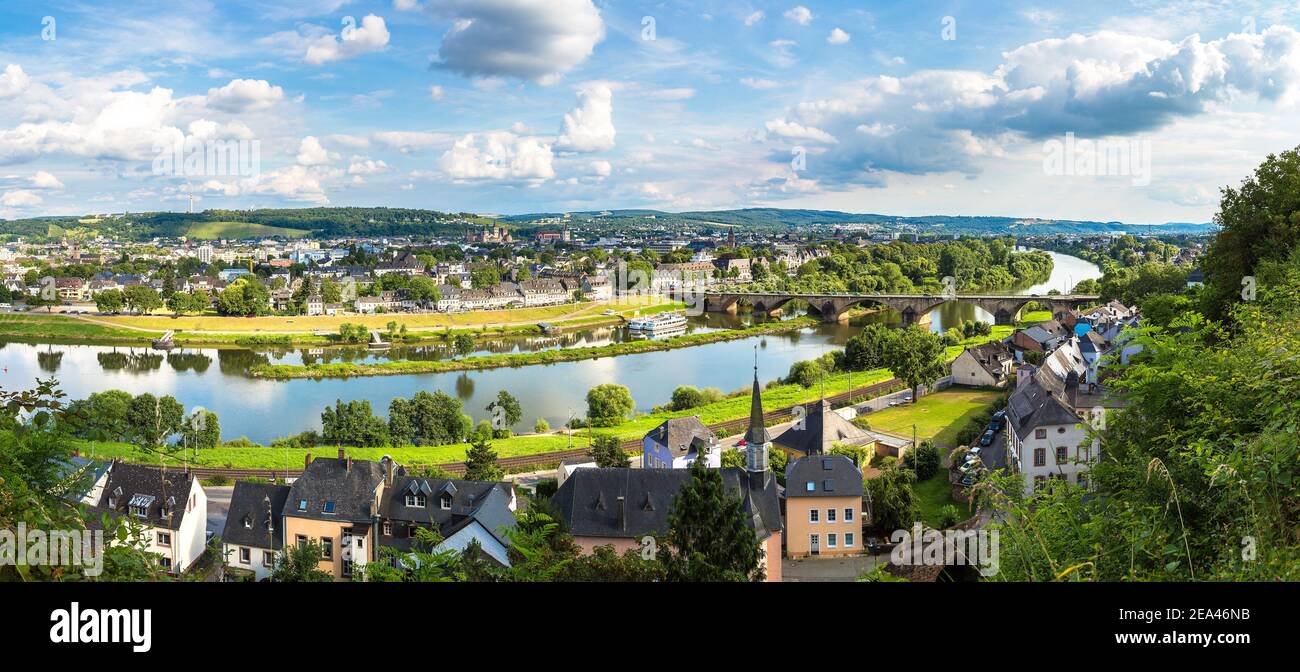 Panoramic aerial view of Trier in a beautiful summer day, Germany Stock ...