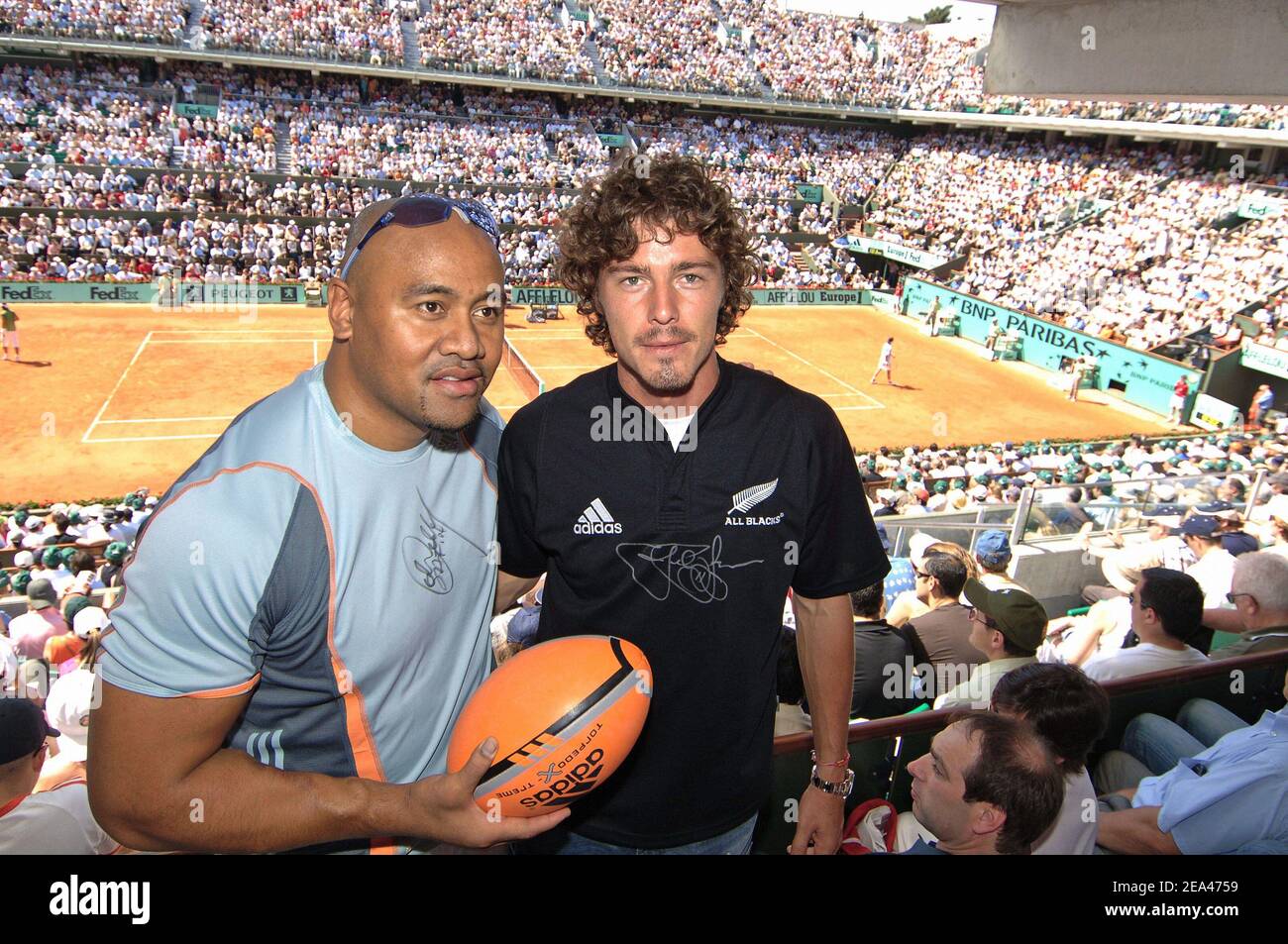 EXCLUSIVE. New Zealand All Blacks rugby legend, Jonah Lomu (L), meets ...