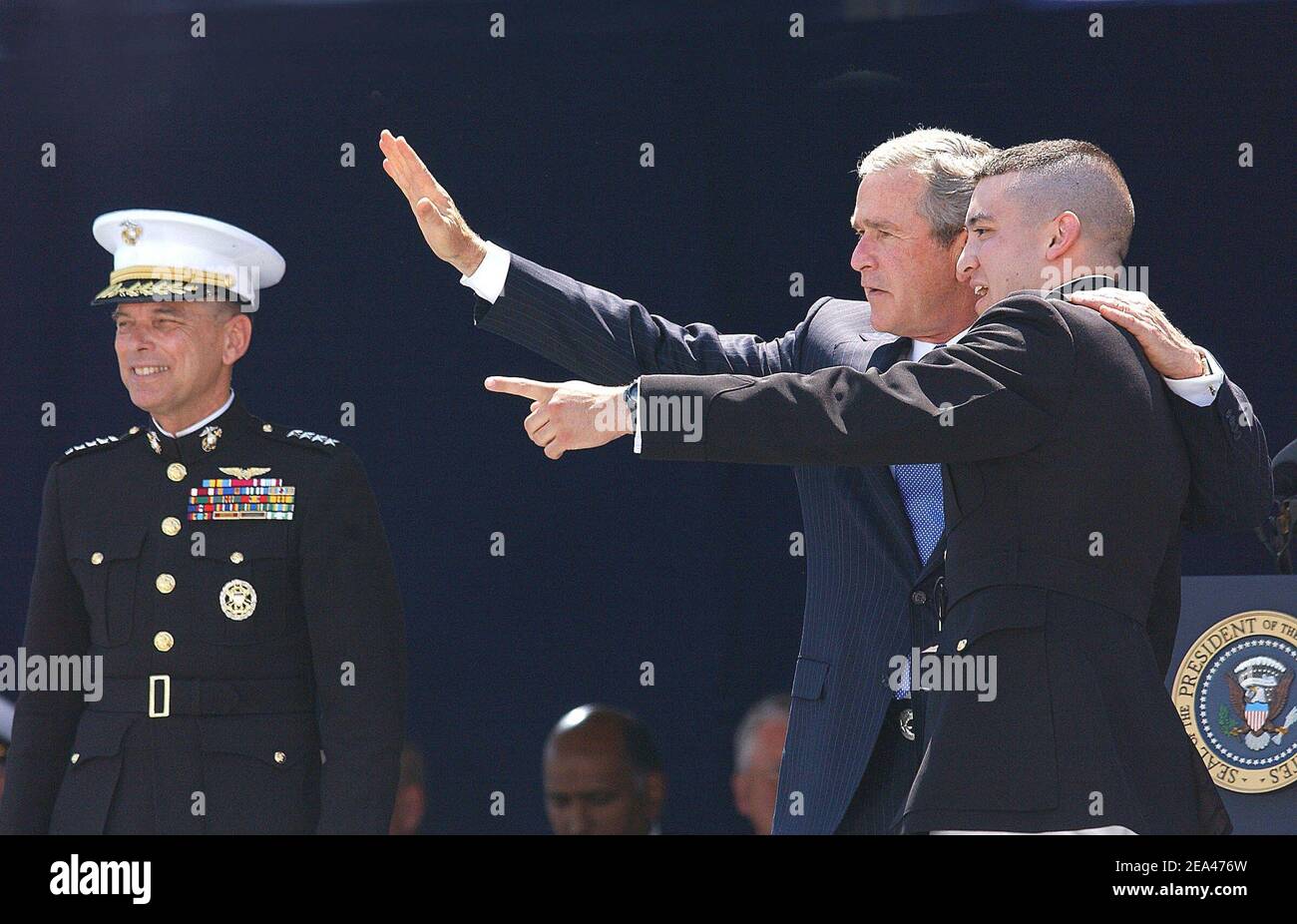 President George W. bush congratulates the U.S. Naval Academy Class of ...