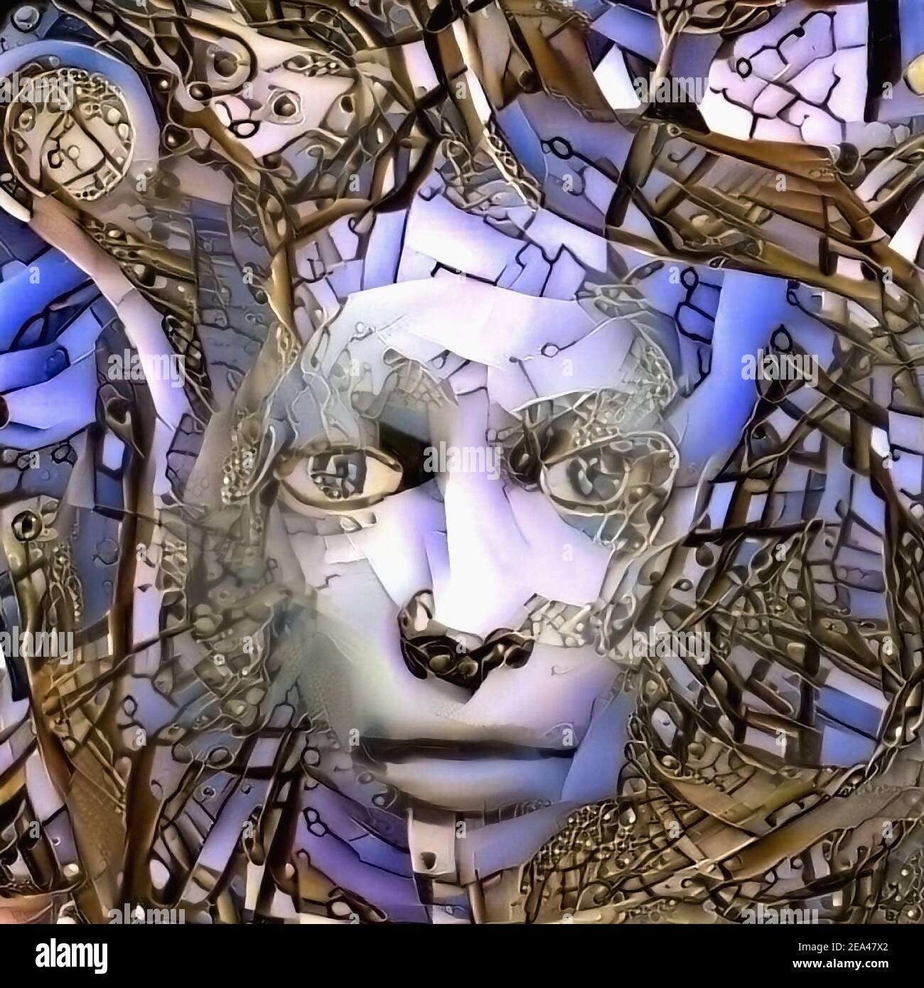 Face in abstract. Modern digital art. 3D rendering Stock Photo - Alamy