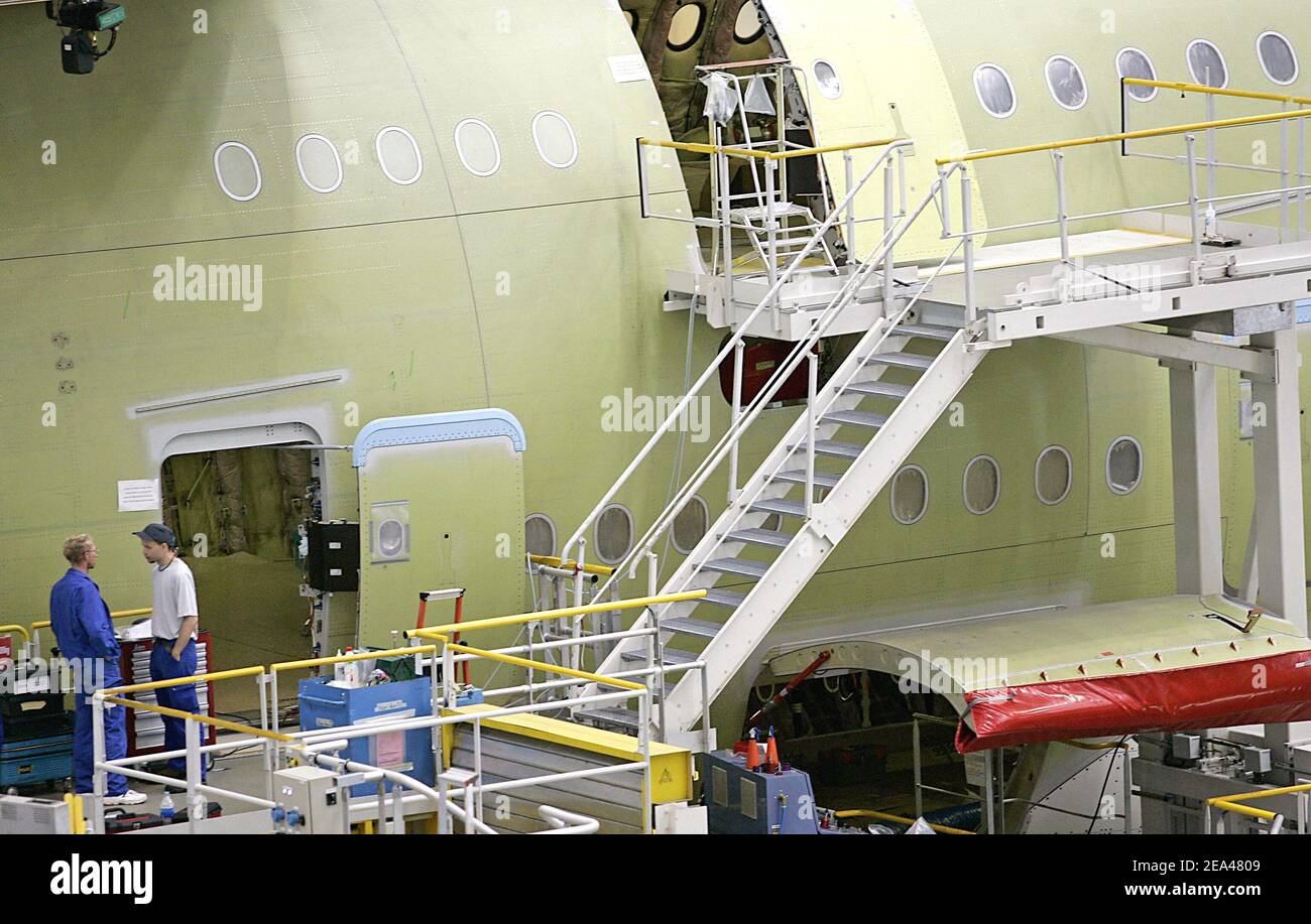 EXCLUSIVE. The Airbus A-380 final assembly line in the Halls 40 of the ...
