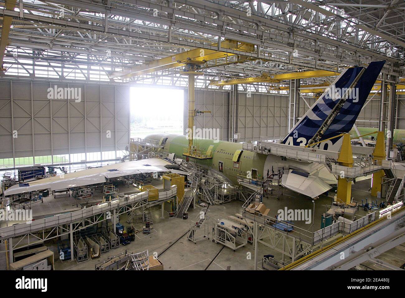 EXCLUSIVE. The Airbus A-380 final assembly line in the Halls 40 of the ...