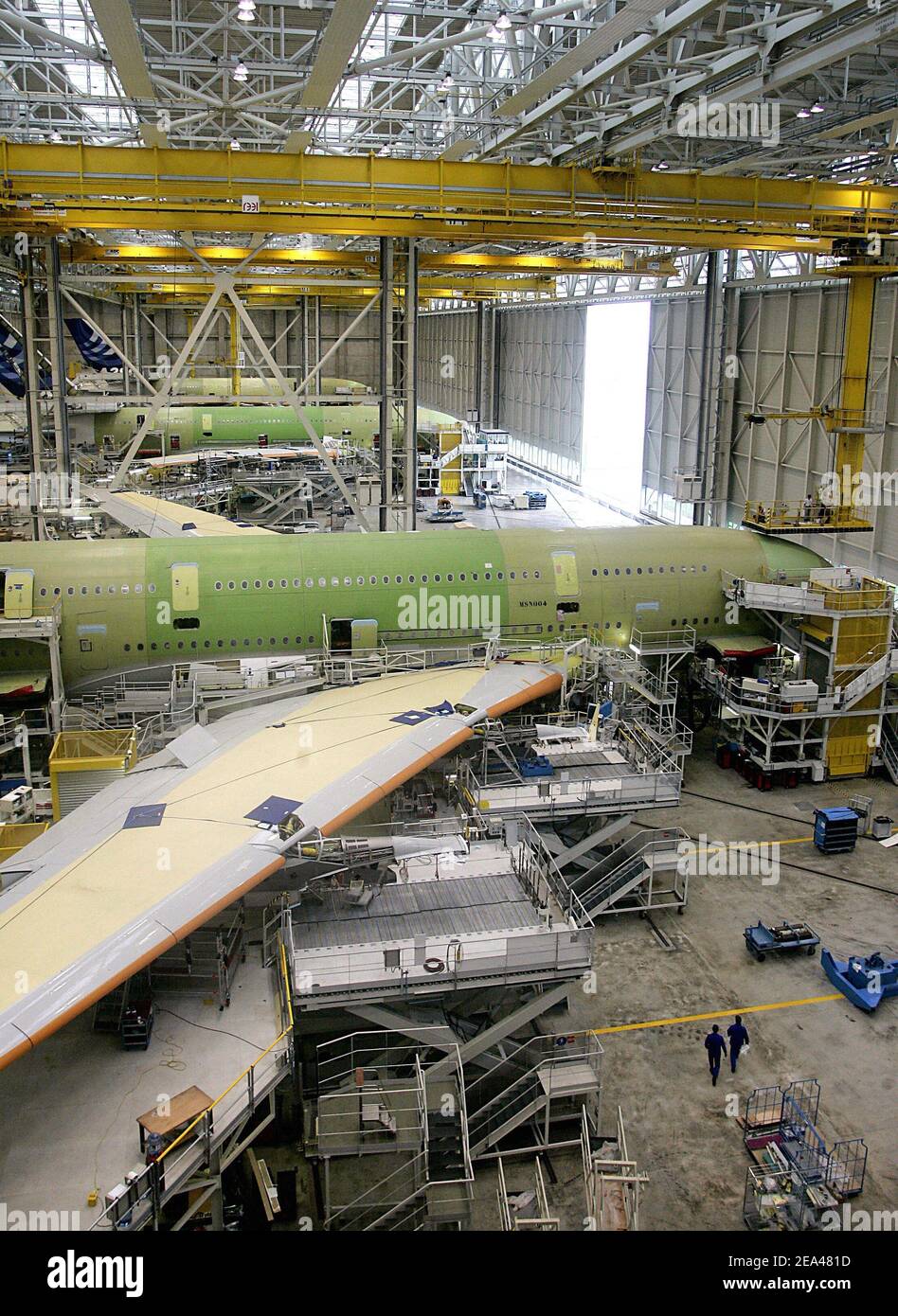 EXCLUSIVE. The Airbus A-380 final assembly line in the Halls 40 of the ...