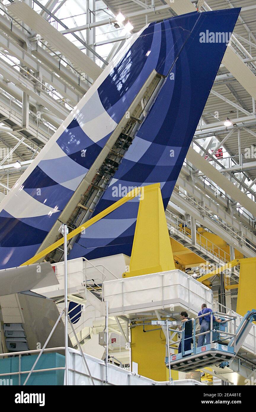 EXCLUSIVE. The Airbus A-380 final assembly line in the Halls 40 of the ...