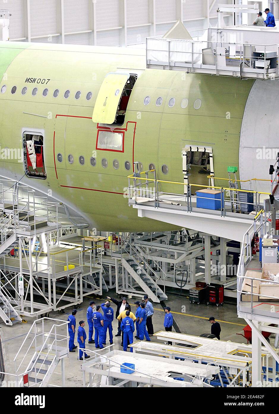 EXCLUSIVE. The Airbus A-380 final assembly line in the Halls 40 of the ...