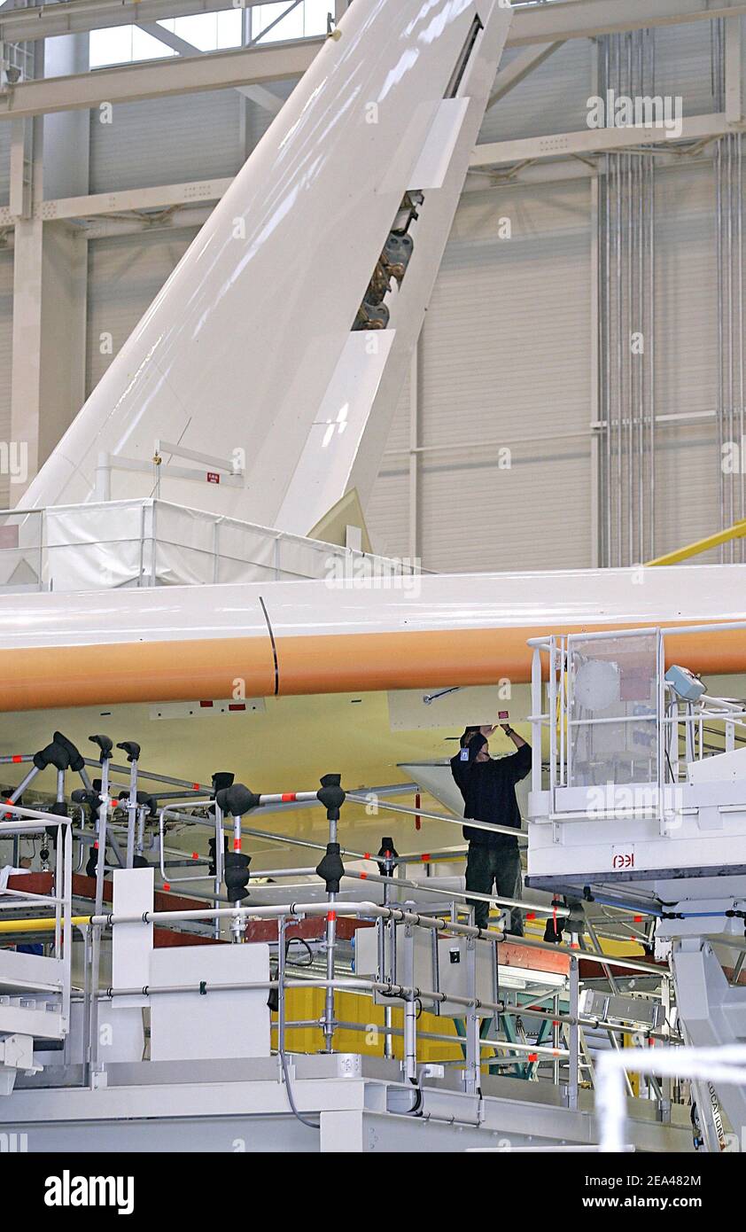 EXCLUSIVE. The Airbus A-380 final assembly line in the Halls 40 of the ...