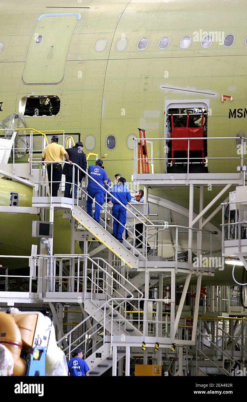 EXCLUSIVE. The Airbus A-380 final assembly line in the Halls 40 of the ...