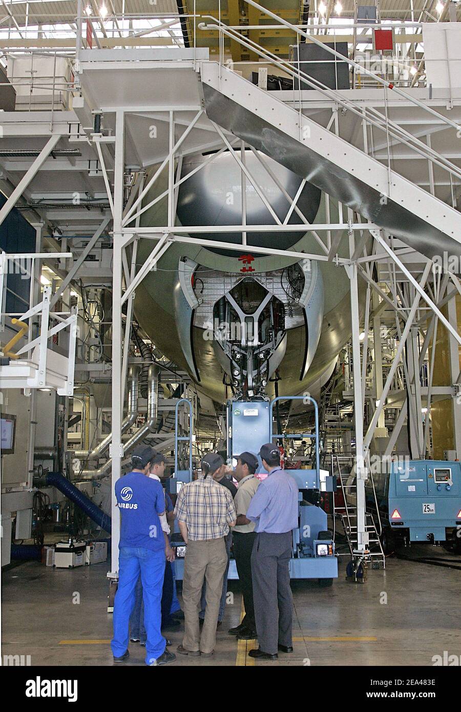 EXCLUSIVE. The Airbus A-380 final assembly line in the Halls 40 of the ...