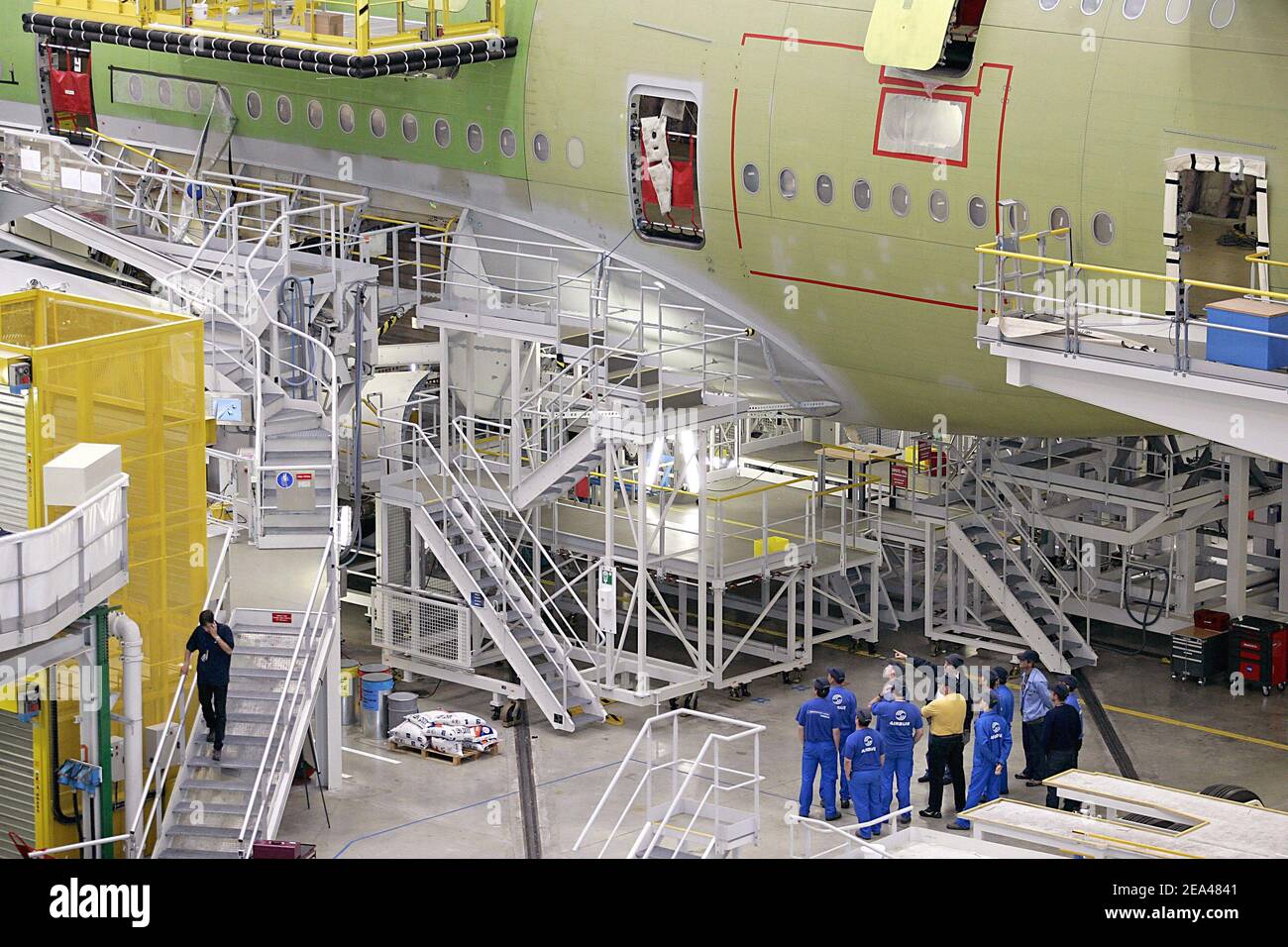 EXCLUSIVE. The Airbus A-380 final assembly line in the Halls 40 of the ...