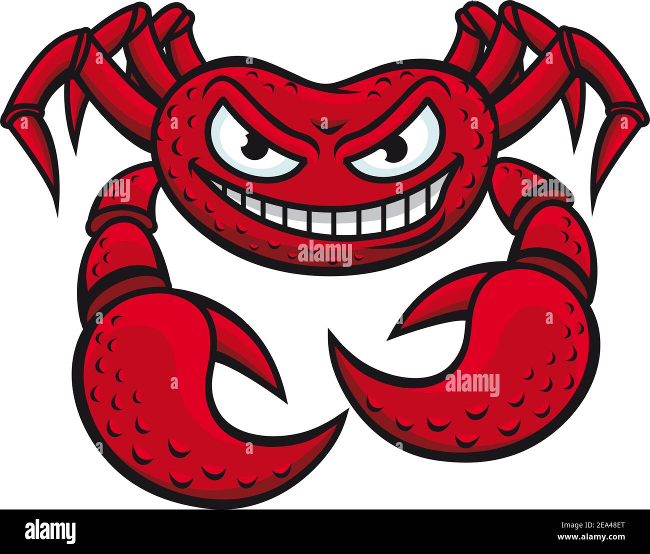 Angry red crab in cartoon style isolated on white background for mascot ...