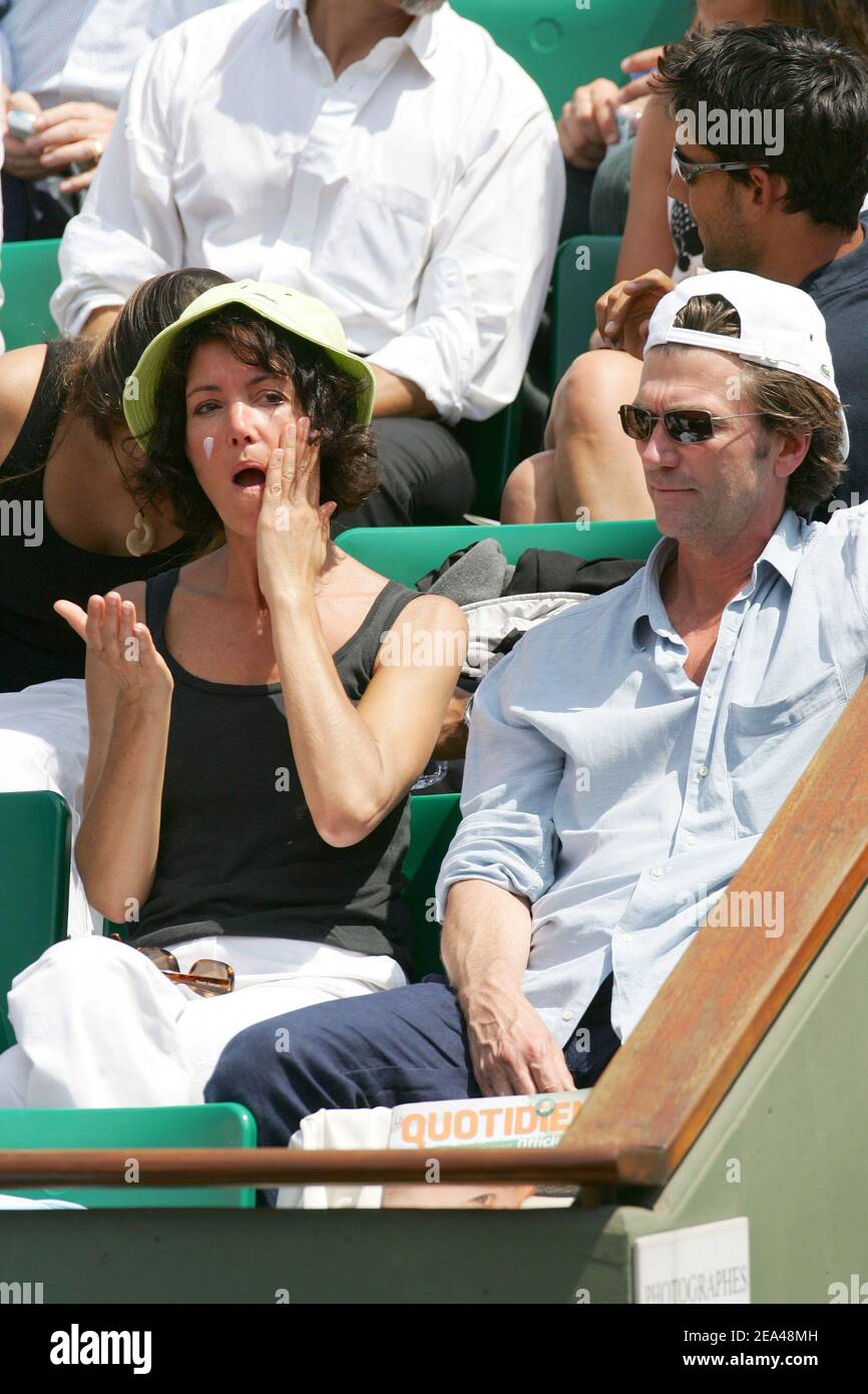 French actors Caroline Tresca and Philippe Caroit attend the match ...