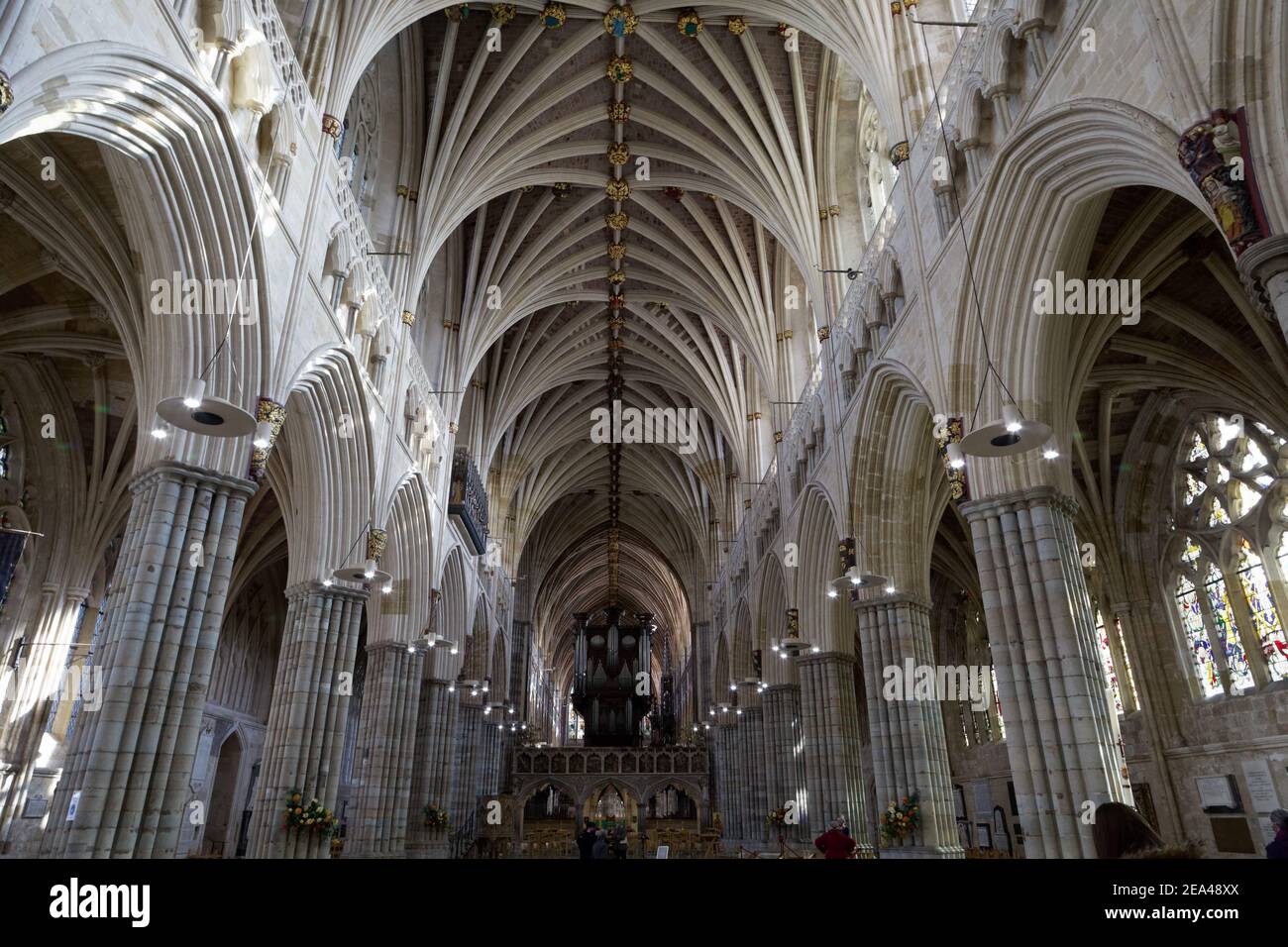 Exeter Cathedral, Exeter, Devon, England – the vaulted roof Stock Photo ...