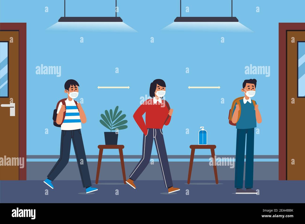 An illustration with people keeping social distance Stock Photo - Alamy