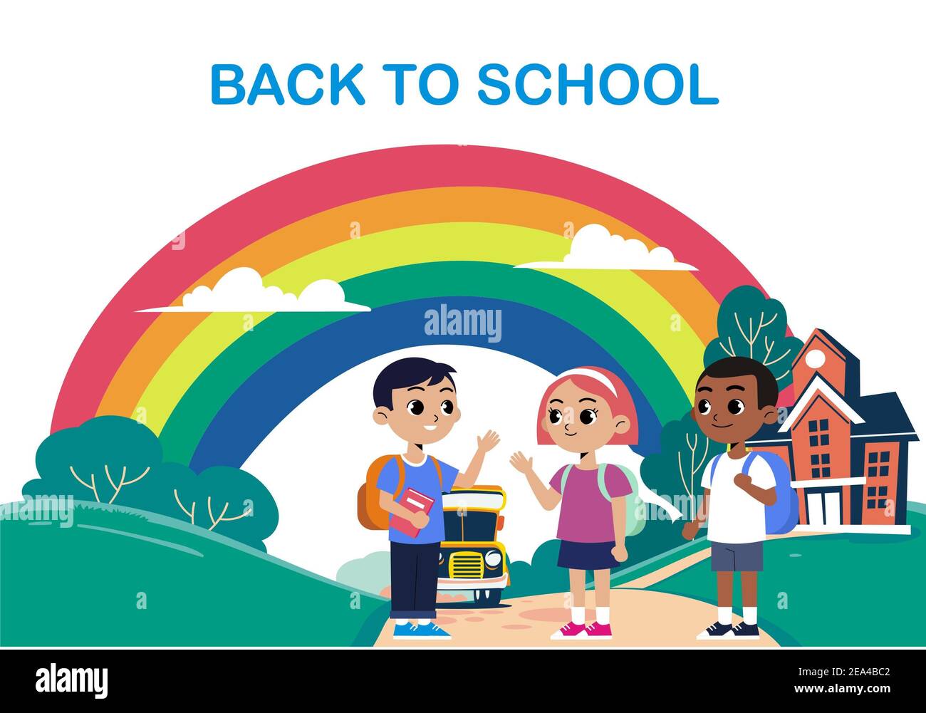 An illustration portraying kids going to school Stock Photo - Alamy