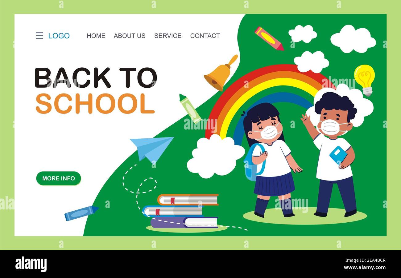 An illustration portraying kids going to school Stock Photo - Alamy