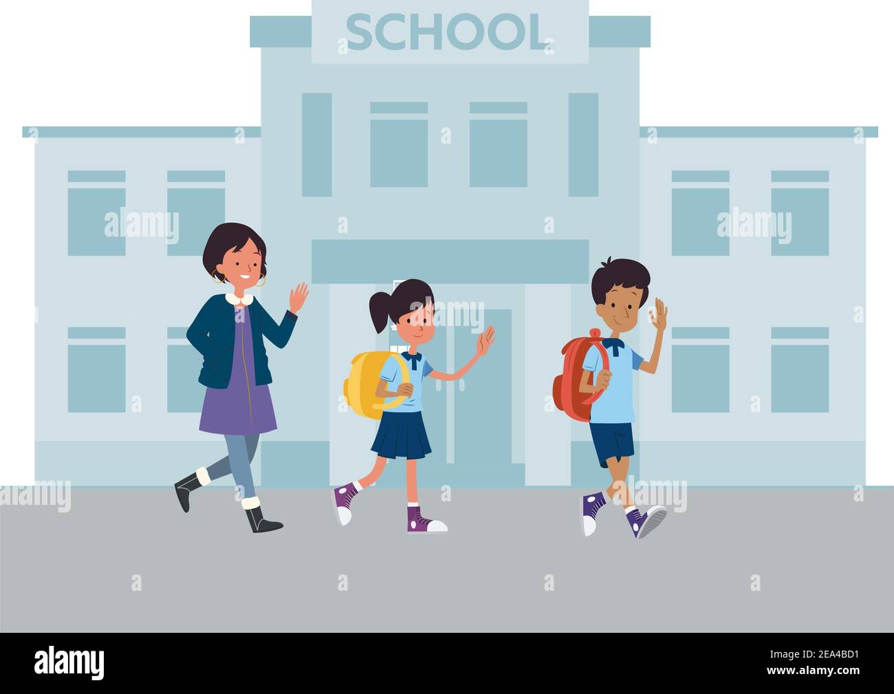 An illustration portraying kids going to school Stock Photo - Alamy