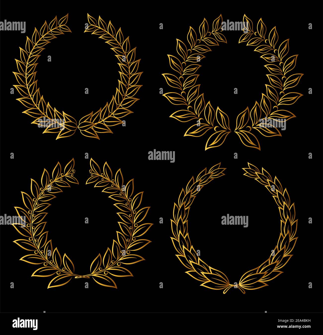 Set of golden laurel wreaths for badge or label design Stock Vector ...