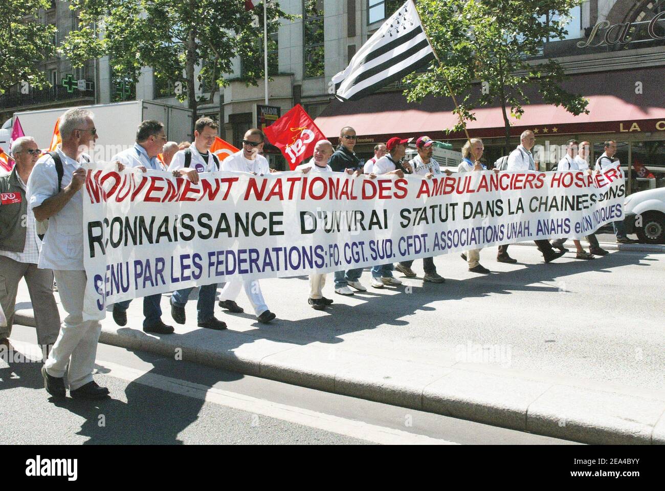 French ambulance and emergency rescue (SAMU) drivers demonstrate from ...