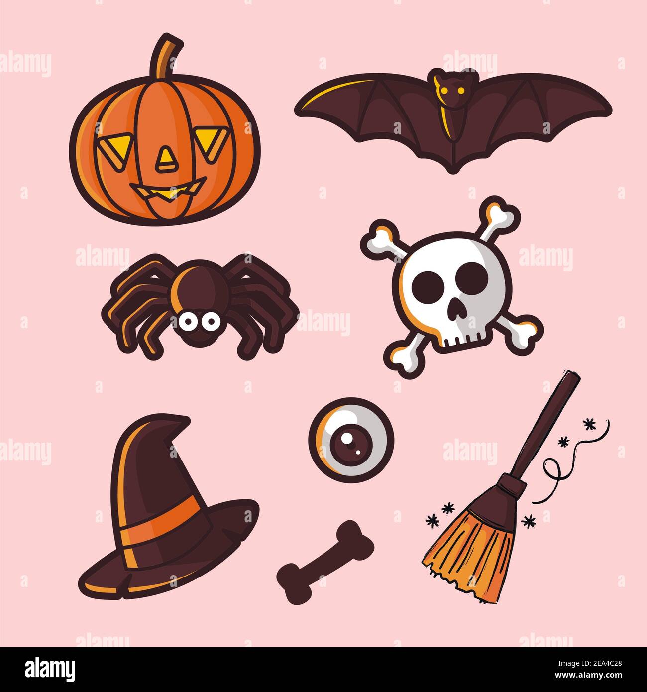 An illustration of spooky Halloween stickers Stock Photo - Alamy