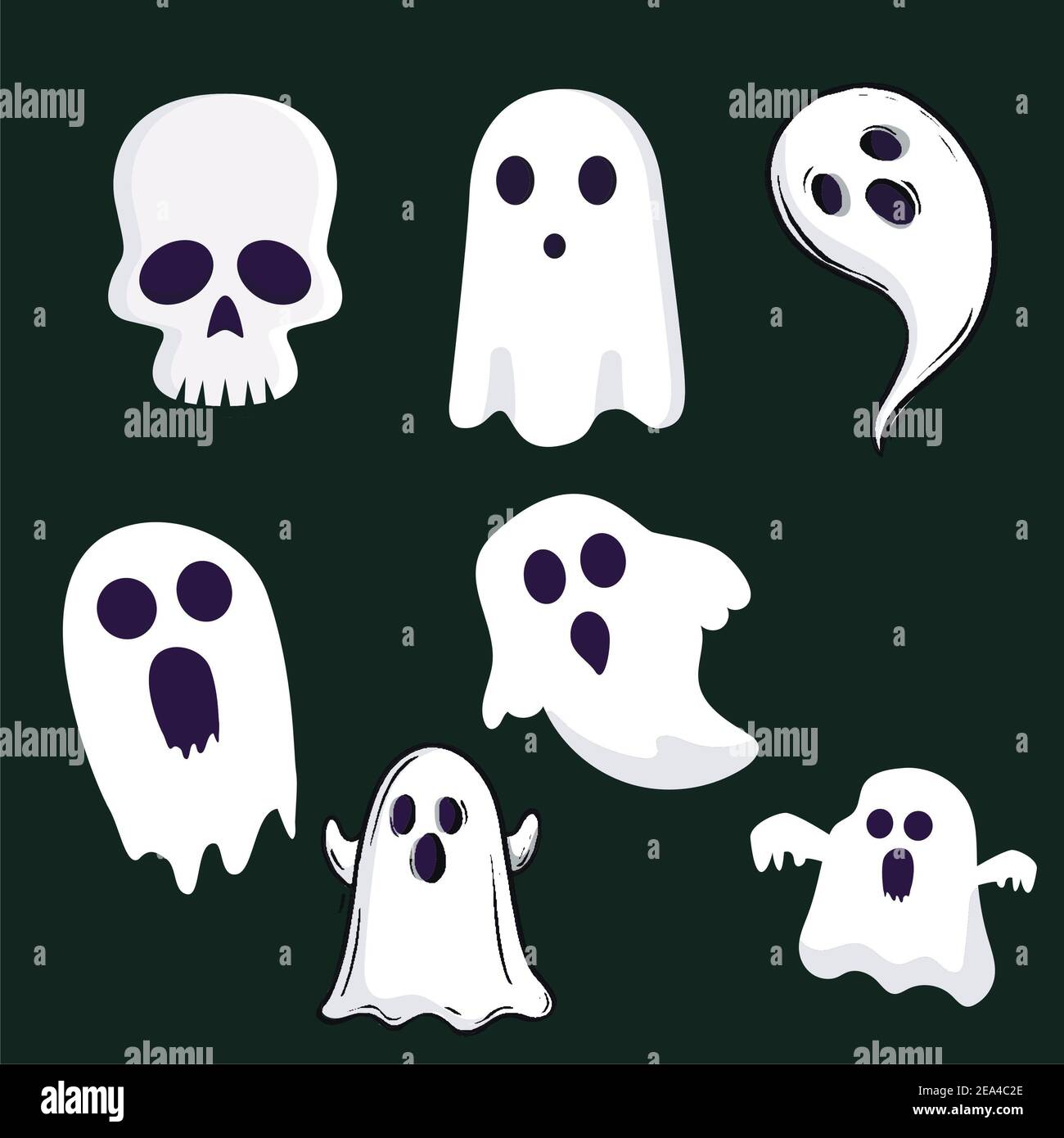 An illustration of spooky halloween ghosts Stock Photo - Alamy
