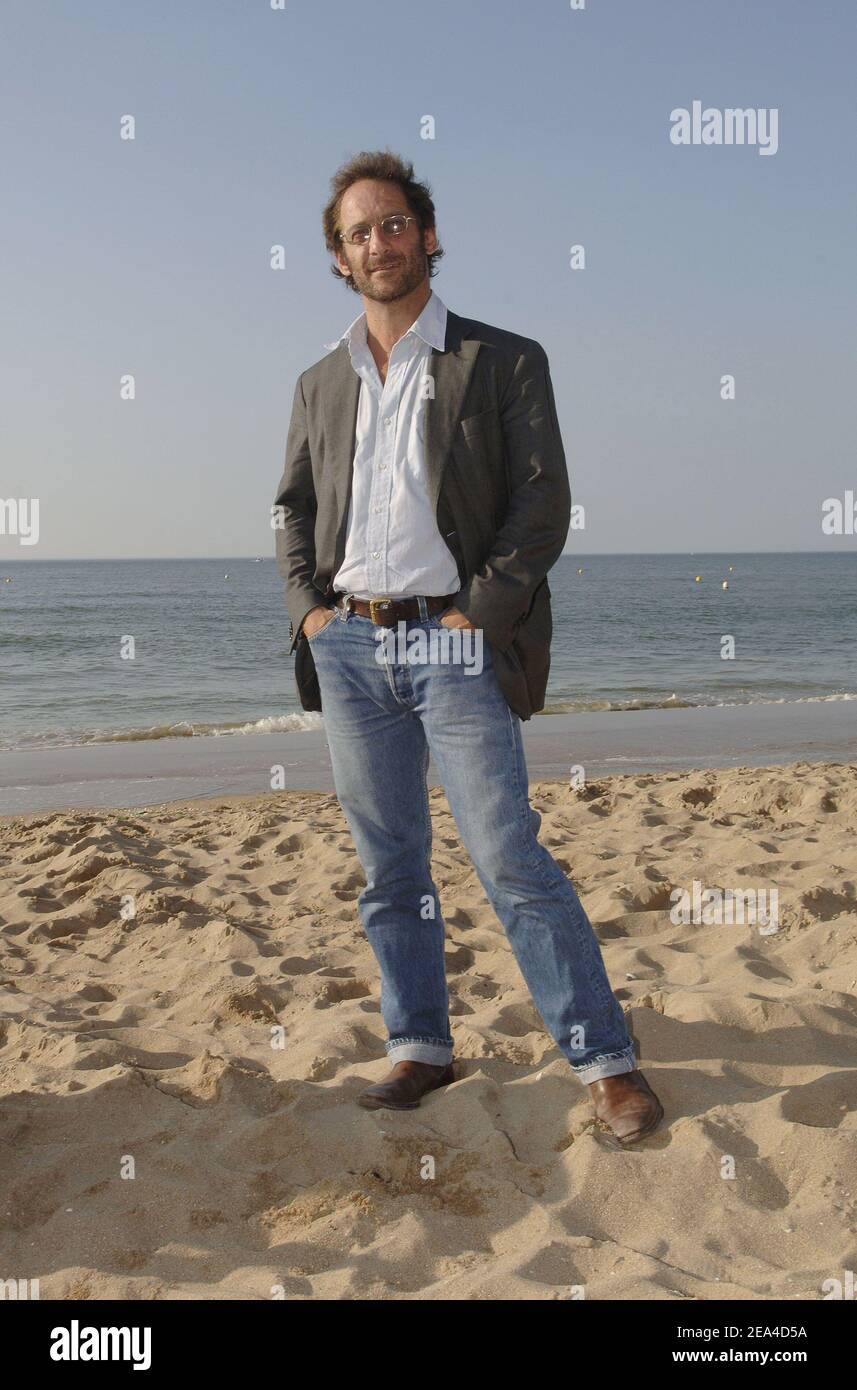 French actor Vincent Lindon poses on the beach during the 19th Cabourg ...
