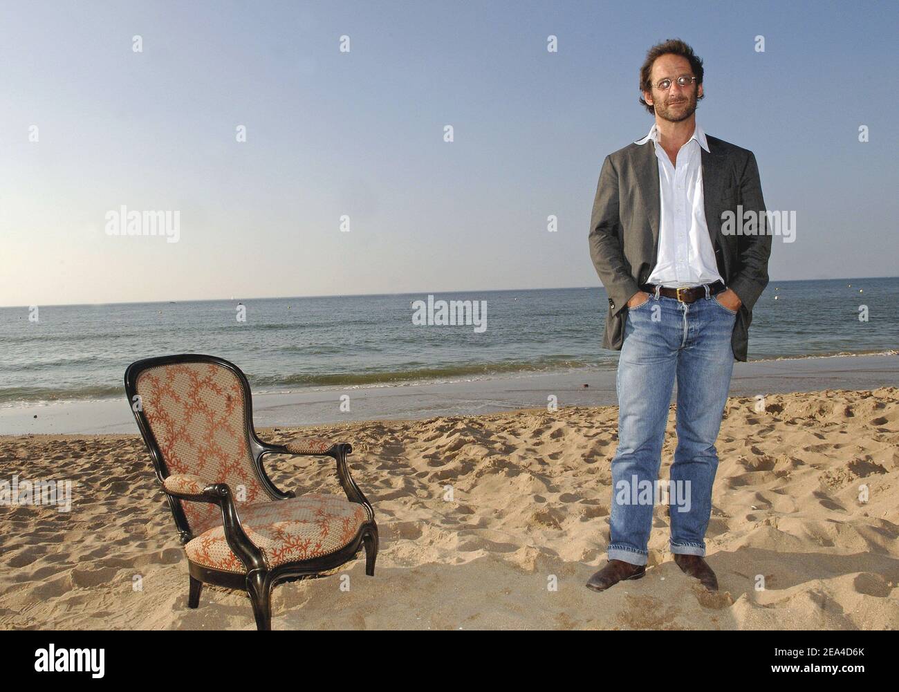 French actor Vincent Lindon poses on the beach during the 19th Cabourg ...