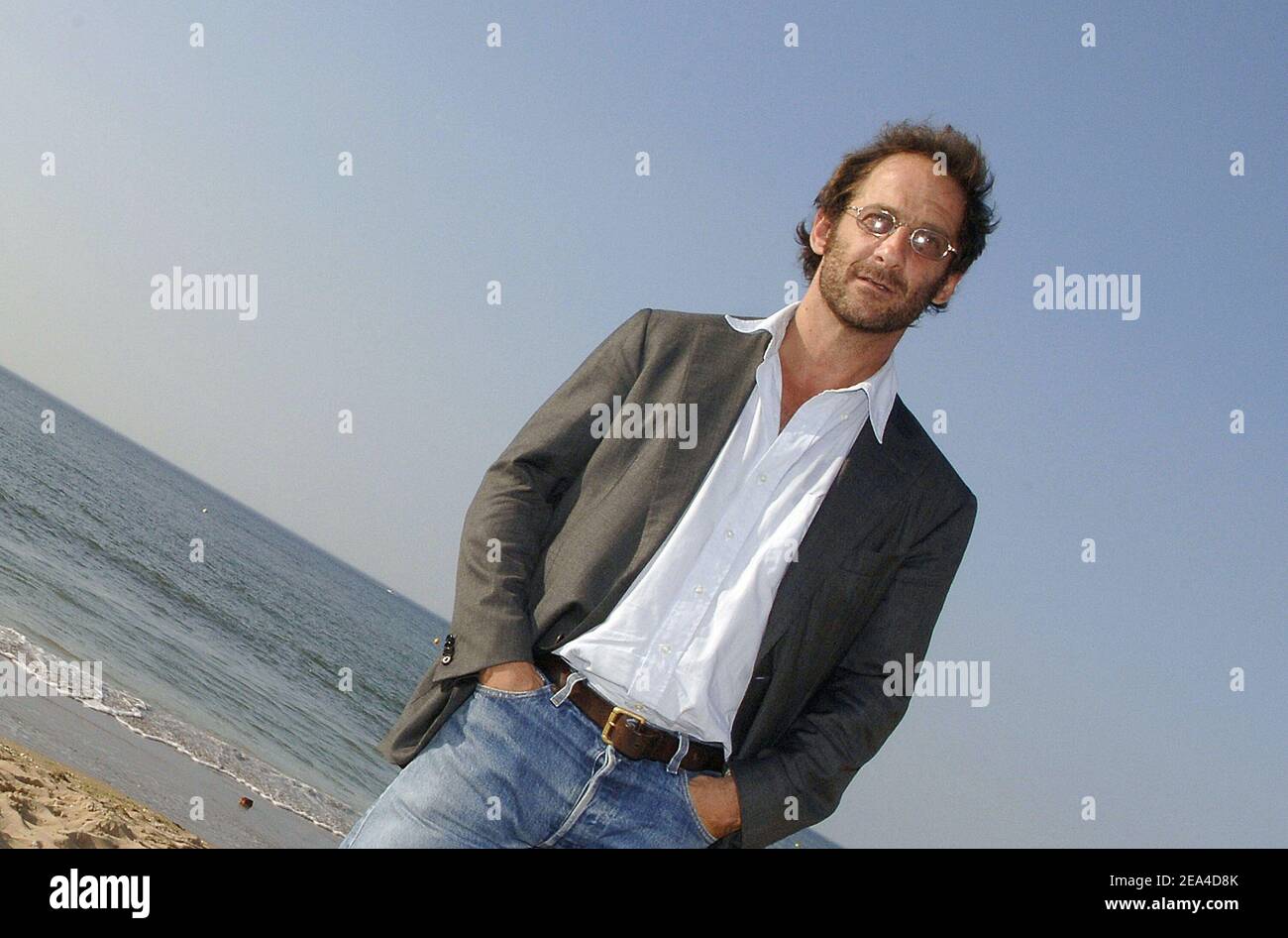 French actor Vincent Lindon poses on the beach during the 19th Cabourg ...