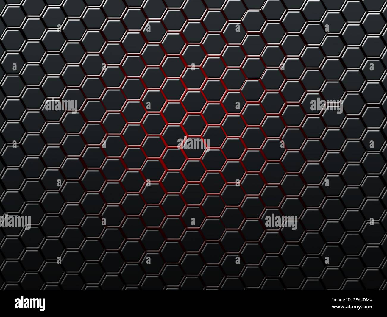 An abstract black honeycomb pattern on a red neon background Stock ...