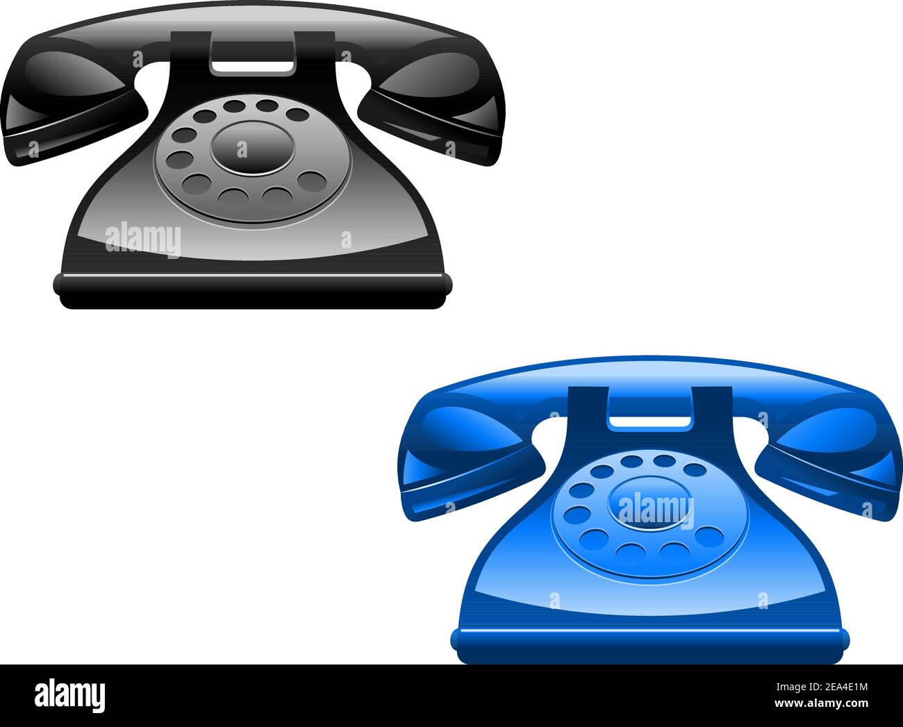 Retro glossy telephone icons isolated on white background Stock Vector ...