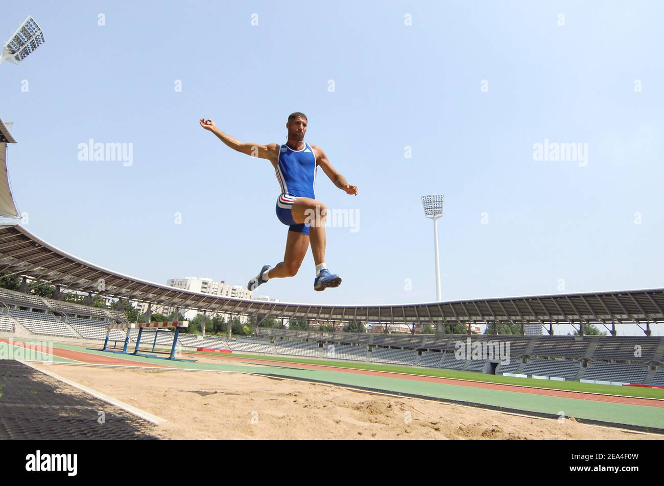 French athlete (long jump) Salim Sdiri during a training session at ...