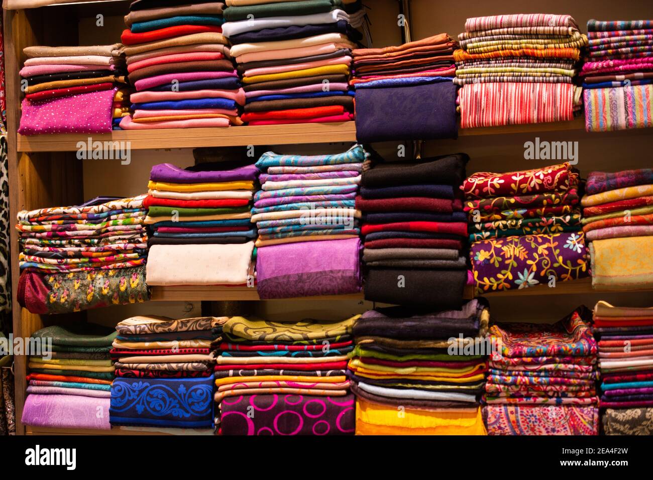Examples of colorful fabric of various color and type Stock Photo - Alamy