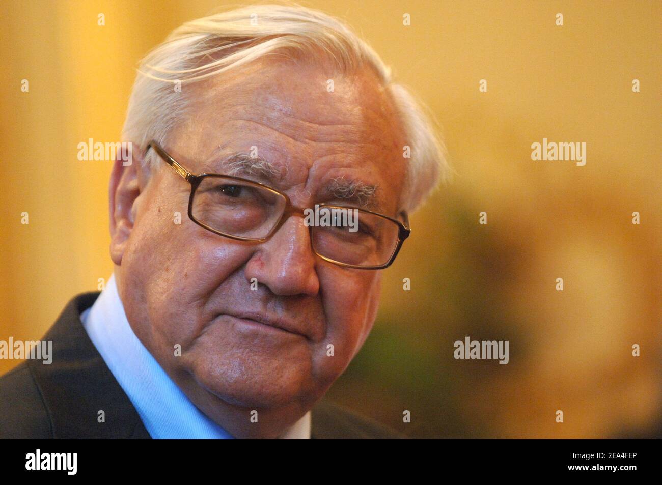 Senate president Christian Poncelet during a ceremony of handing-over ...