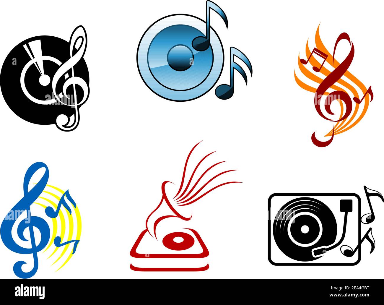Musical icons and symbols for design and decorations Stock Vector Image ...