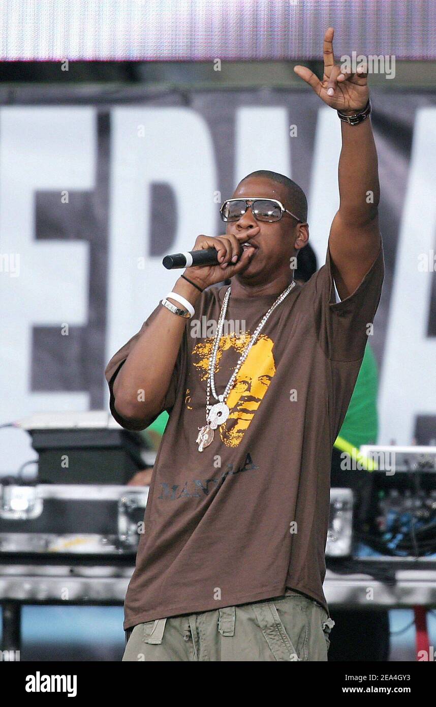 Jay-Z performs during the US branch of the Live 8 world concert held at ...