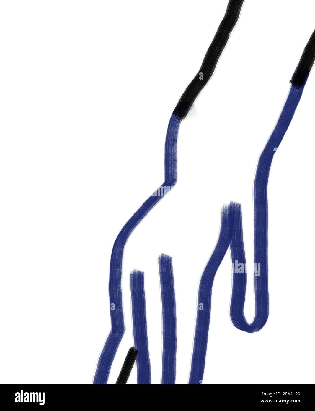 Abstract poster with blue minimal hand .Line art drawing style Stock ...