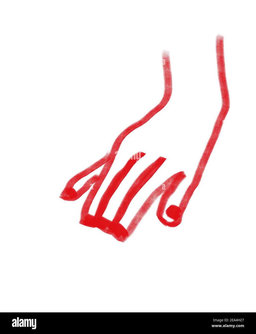 Abstract poster with red minimal hand .Line art drawing style Stock ...