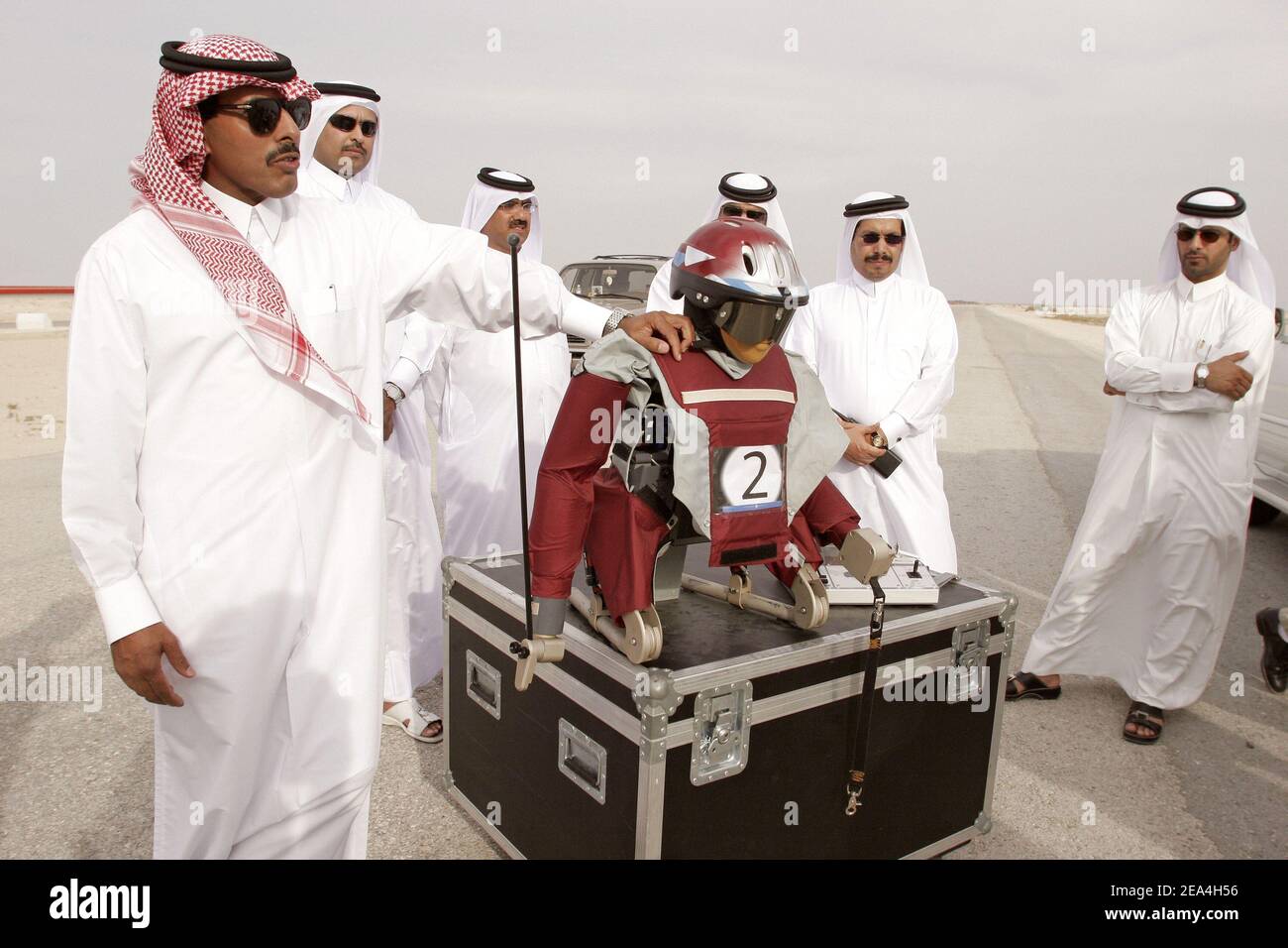 EXCLUSIVE. A robot jockey named 'Kamel' is tested near the Qatari ...