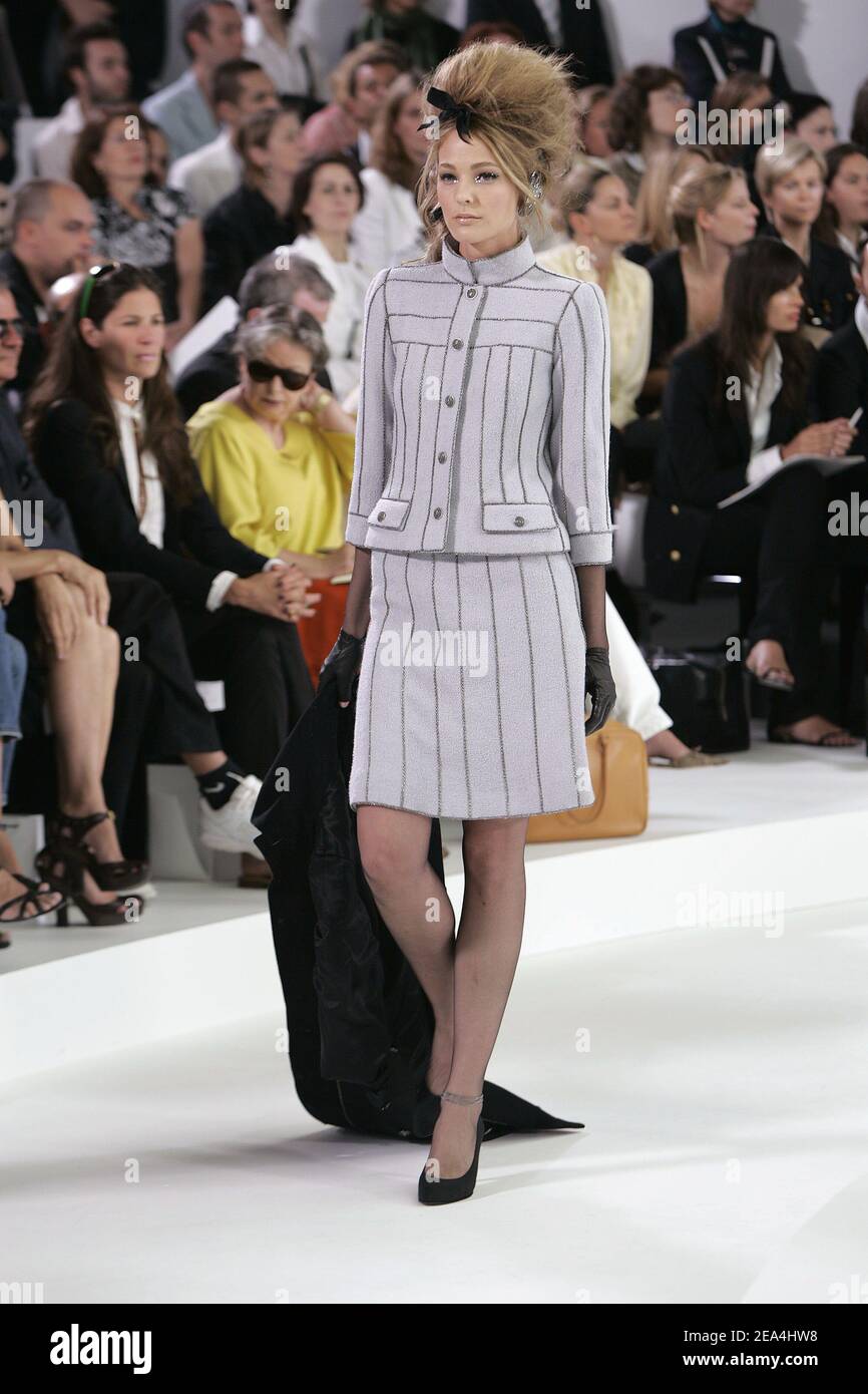 A model displays a creation by German fashion designer Karl Lagerfeld ...